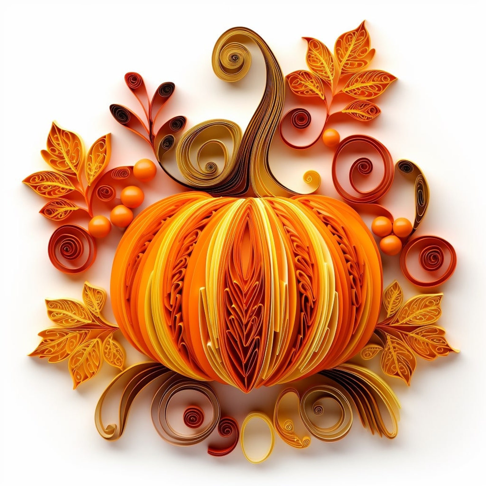 20 Quilling Pumpkins Colorful Holiday Fall Season Clip Art Digital ...