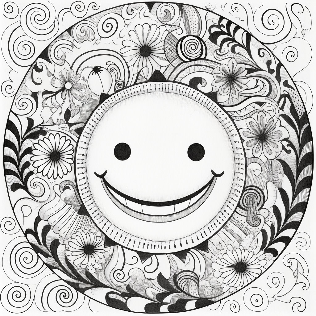 Smiley Smiling Face Paisley Mandala 50 Adult Coloring Page Instant ...