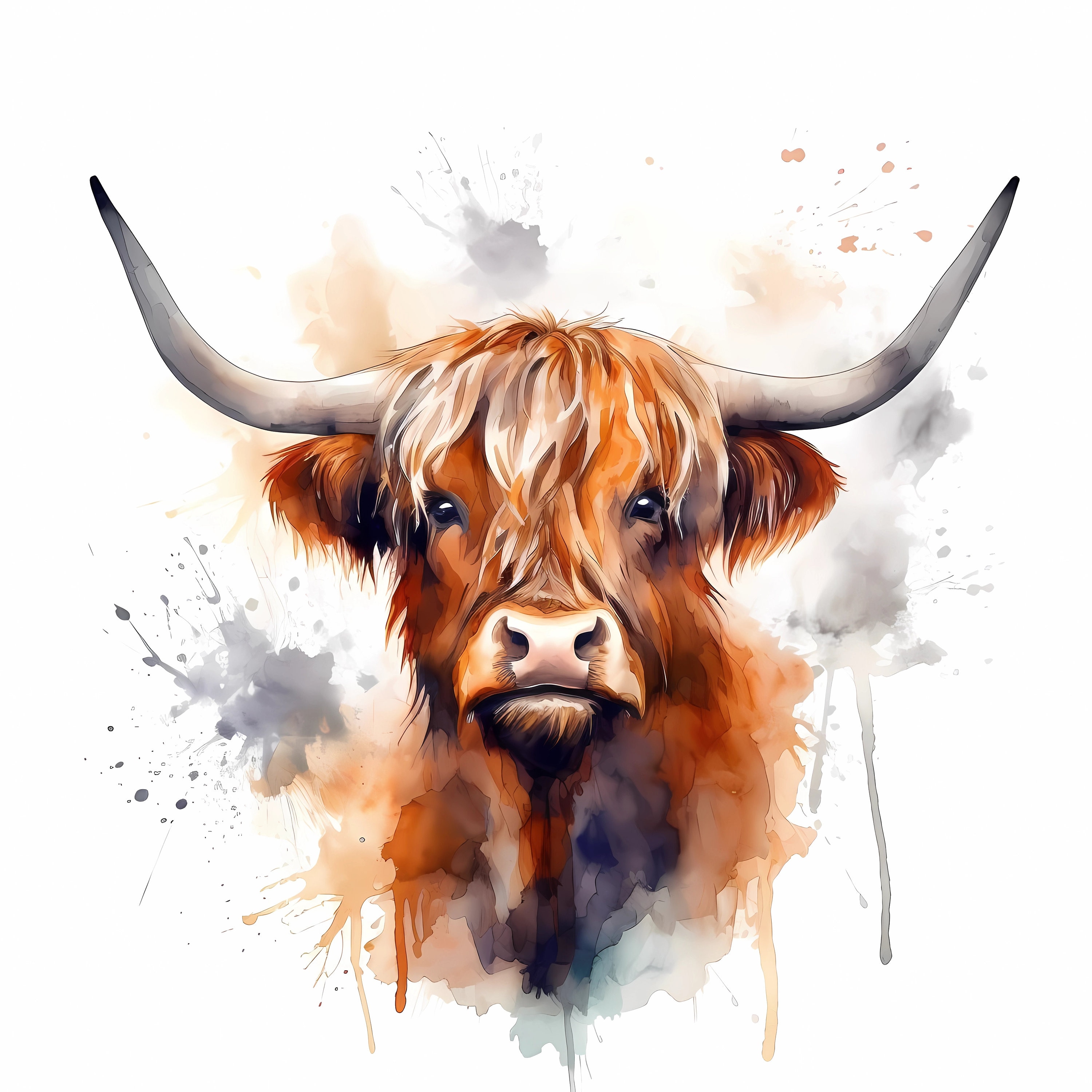 Watercolor Highland Cow Printable Clipart 20 Digital Downloads - Etsy