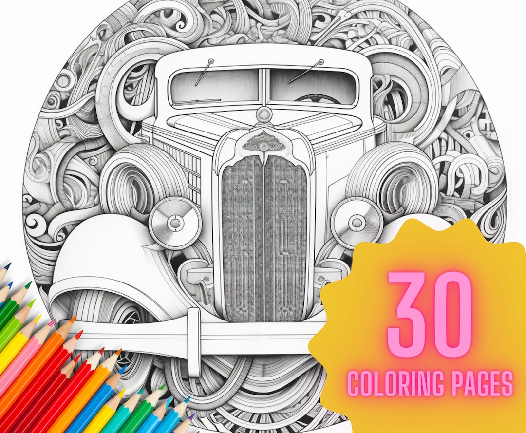 30 Vintage Car Truck Automobile Mandala Adult Coloring Pages Book - Etsy