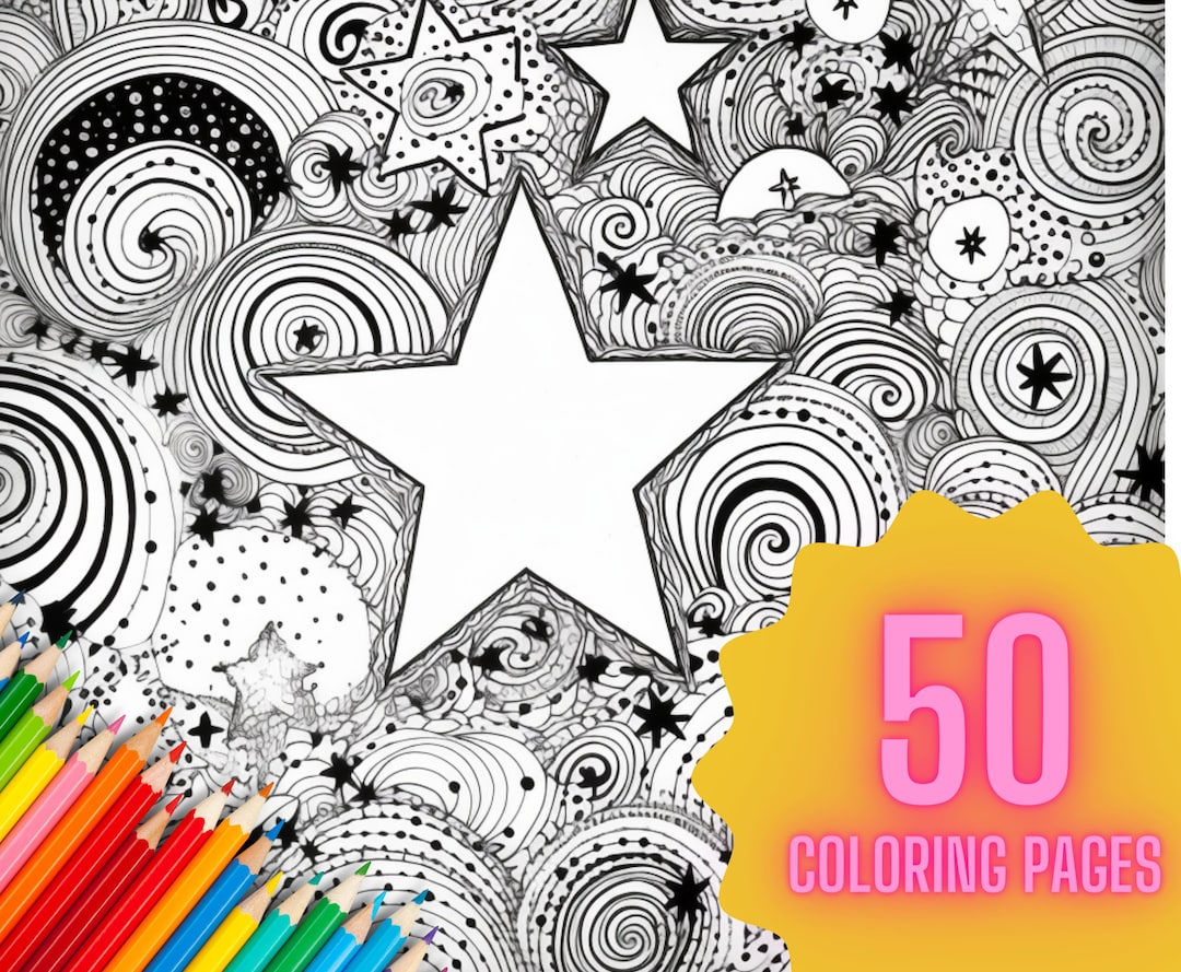 Stars Sky Abstract Stary Grayscale Adult Coloring Page Printable 50 ...