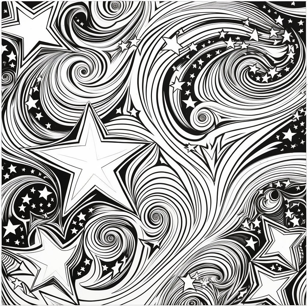 Stars Sky Abstract Stary Grayscale Adult Coloring Page Printable 50 ...