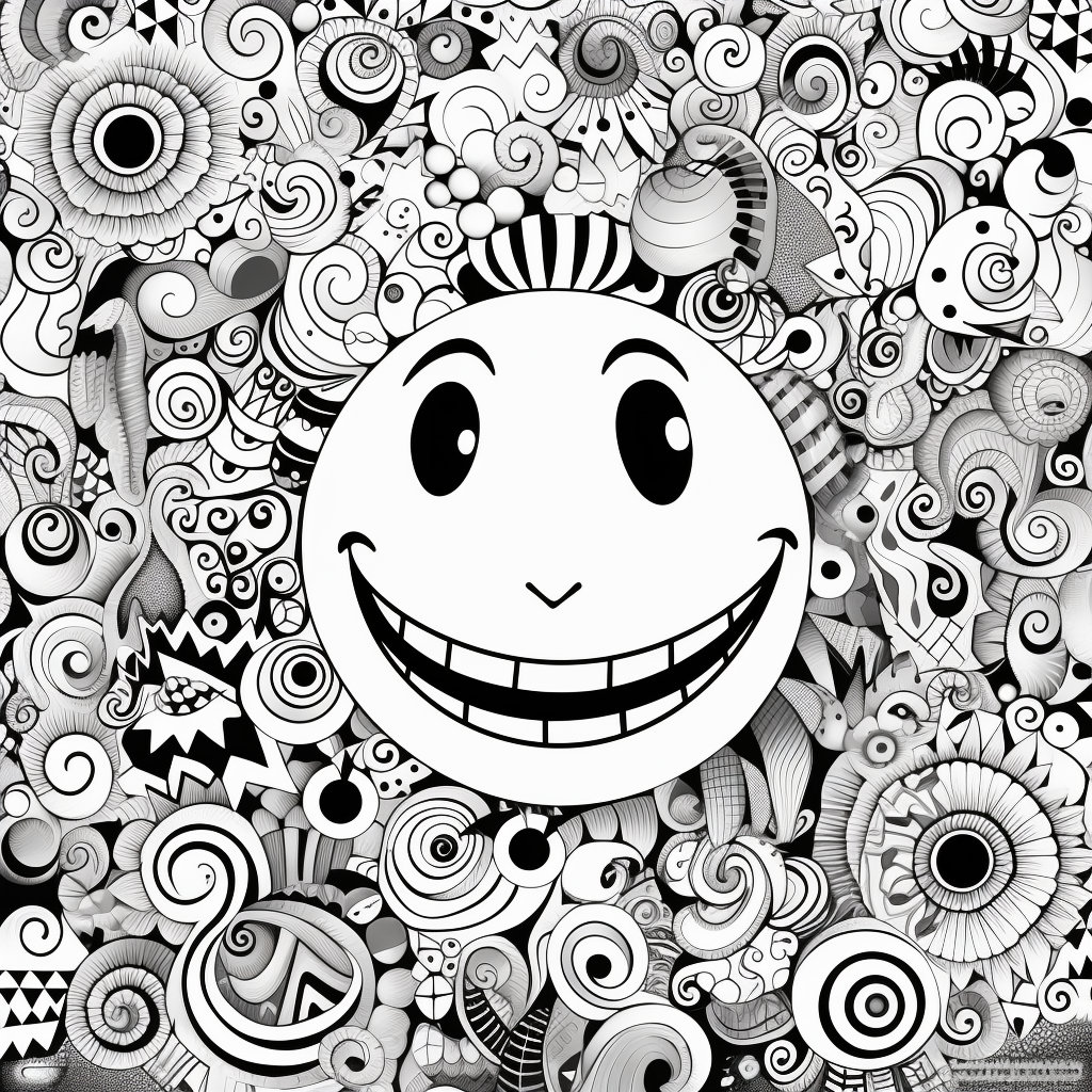 Smiley Smiling Face Paisley Mandala 50 Adult Coloring Page Instant ...