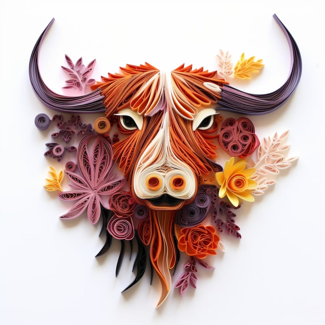 20 Quilling Highland Cow Calf Clip Art Digital Downloads - Etsy Australia