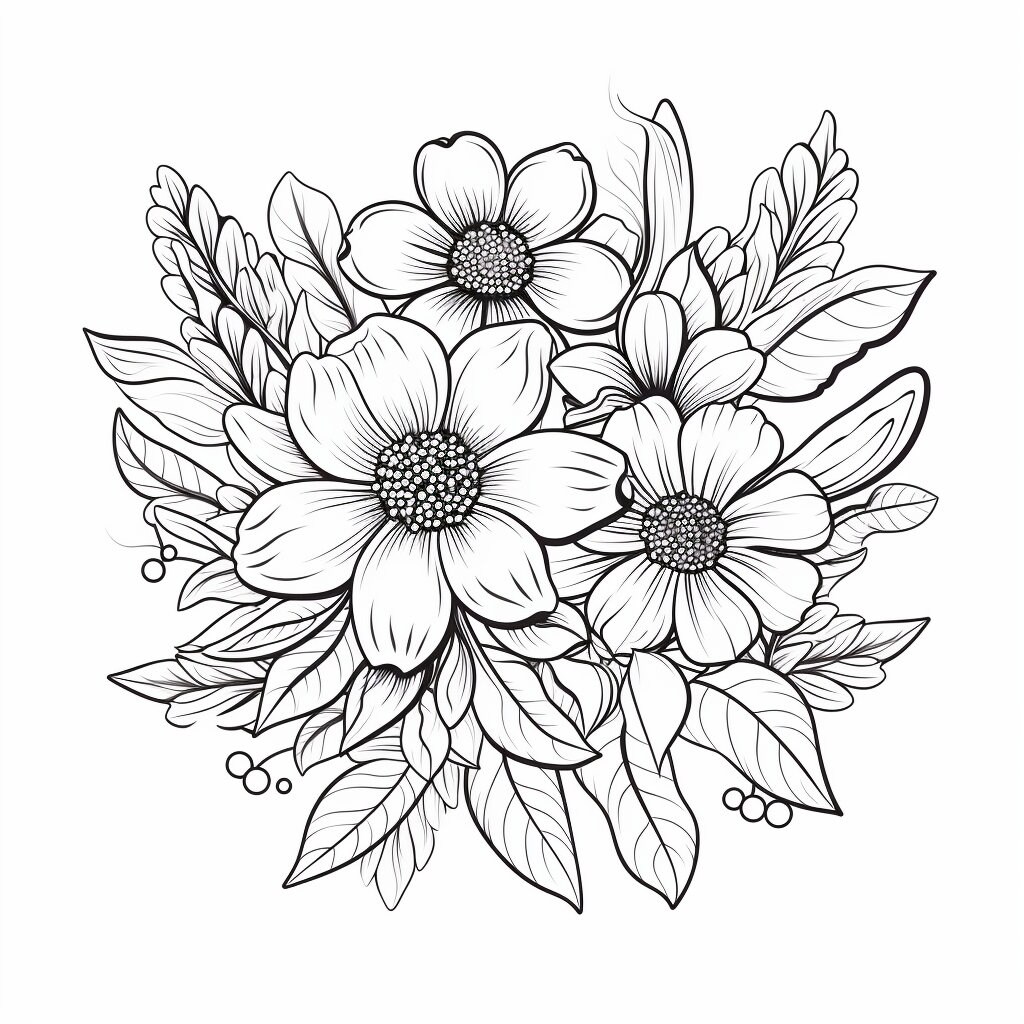 Simple Floral Adult Coloring Pages Flower Printable 56 Digital ...