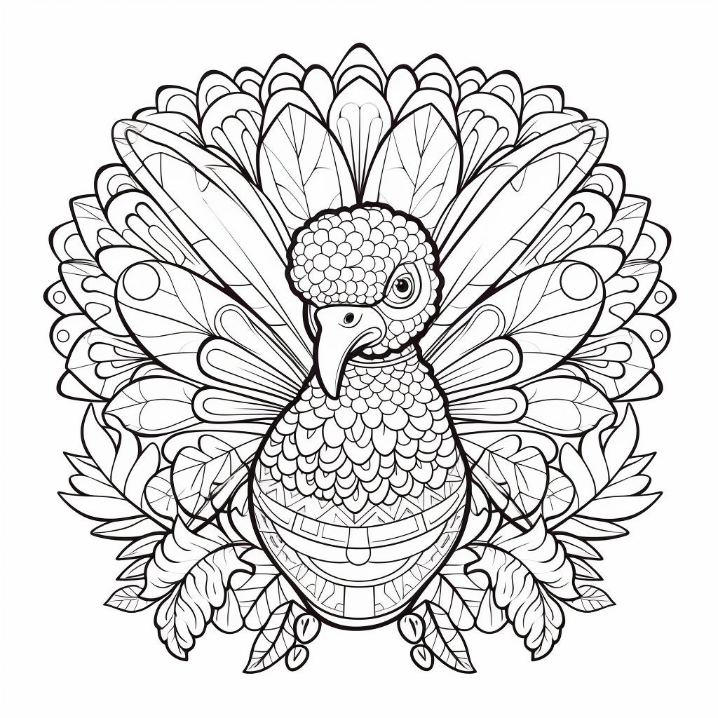Turkey Thanksgiving Adult Coloring Page 51 Digital Downloads - Etsy