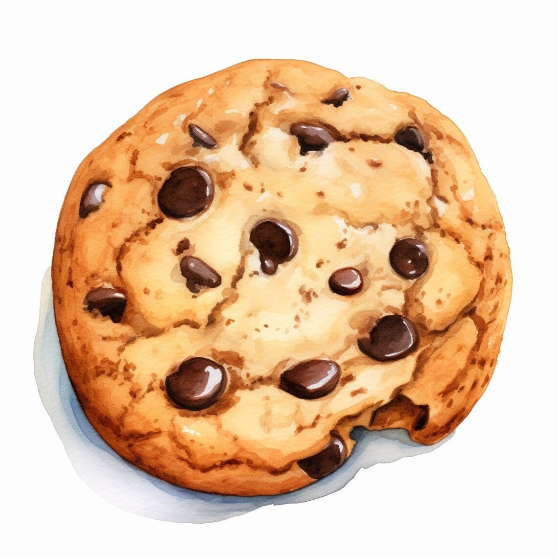 Watercolor Chocolate Chip Cookie Clipart 20 Printable High Quality Jpgs ...