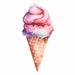 Watercolor Ice Cream Cone Colorful Clipart Art Printable 20 High ...