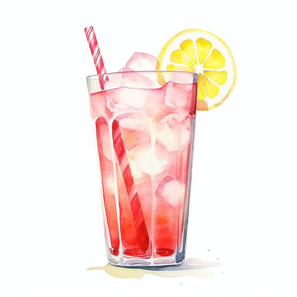 20 Refreshing Pink Lemonade Watercolor Clipart Summertime Feel Digital ...