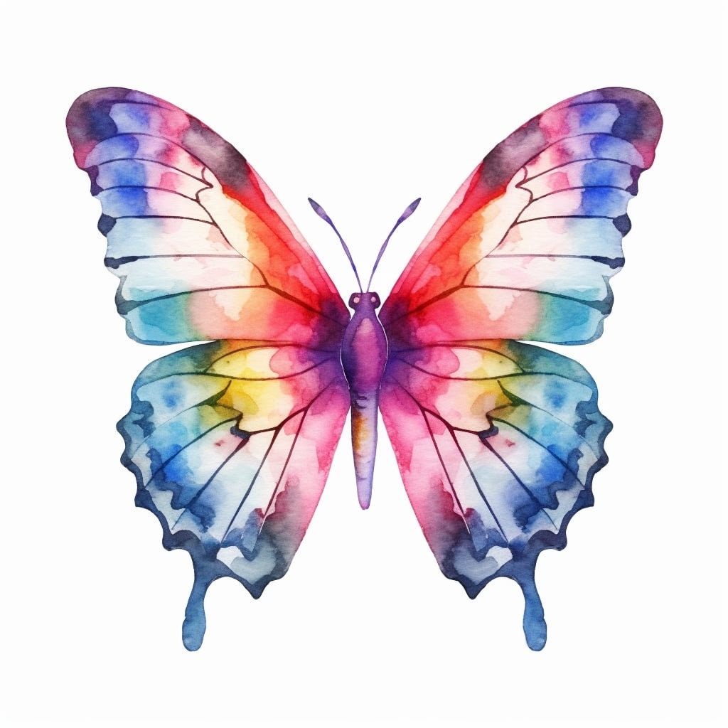 Watercolor Rainbow Butterfly Clipart 20 Printable High Quality Jpgs ...
