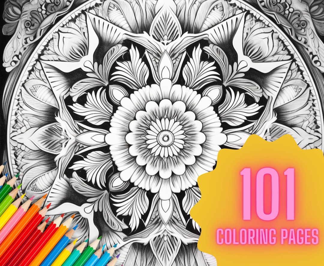 Mandala Detailed Adult Coloring Page 101 Printable Digital Downloads - Etsy