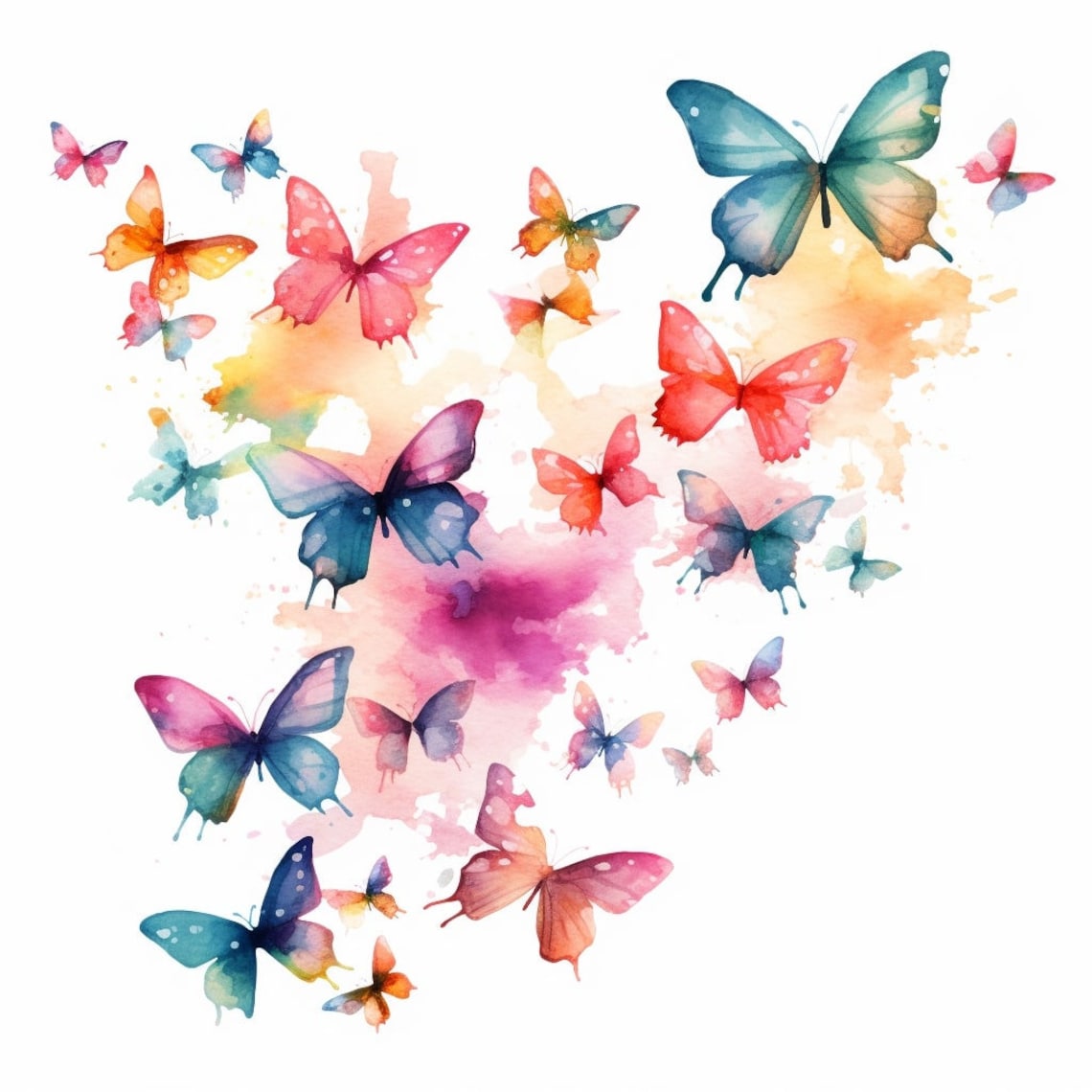 20 Watercolor Butterfly Clipart Swarms of Butterflies Printable JPG ...