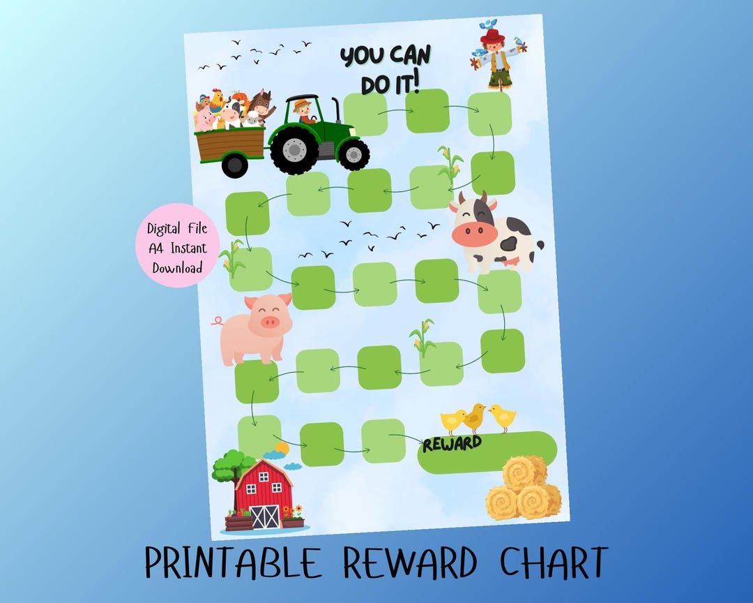 Farm Tractor & Animals Reward Chart. Children’s Printable Reward Chart ...