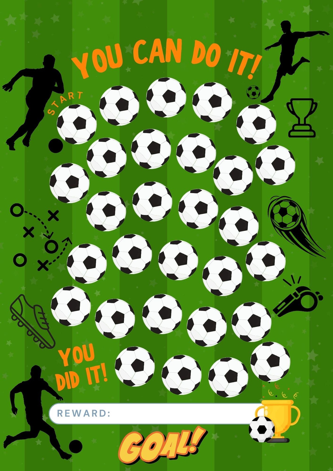 Football Reward Chart. Children’s Sport Soccer Printable Reward Chart ...
