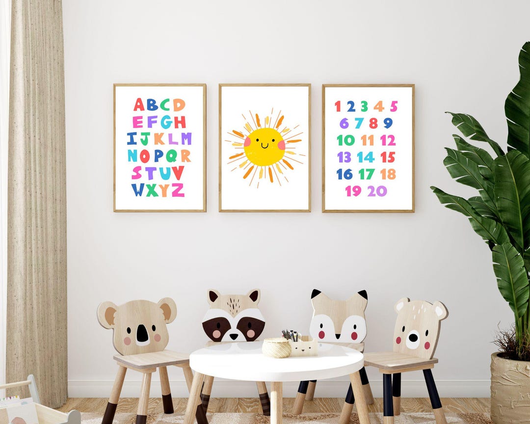 Alphabet Numbers Poster Digital Download. Girls & Boys Playroom ...