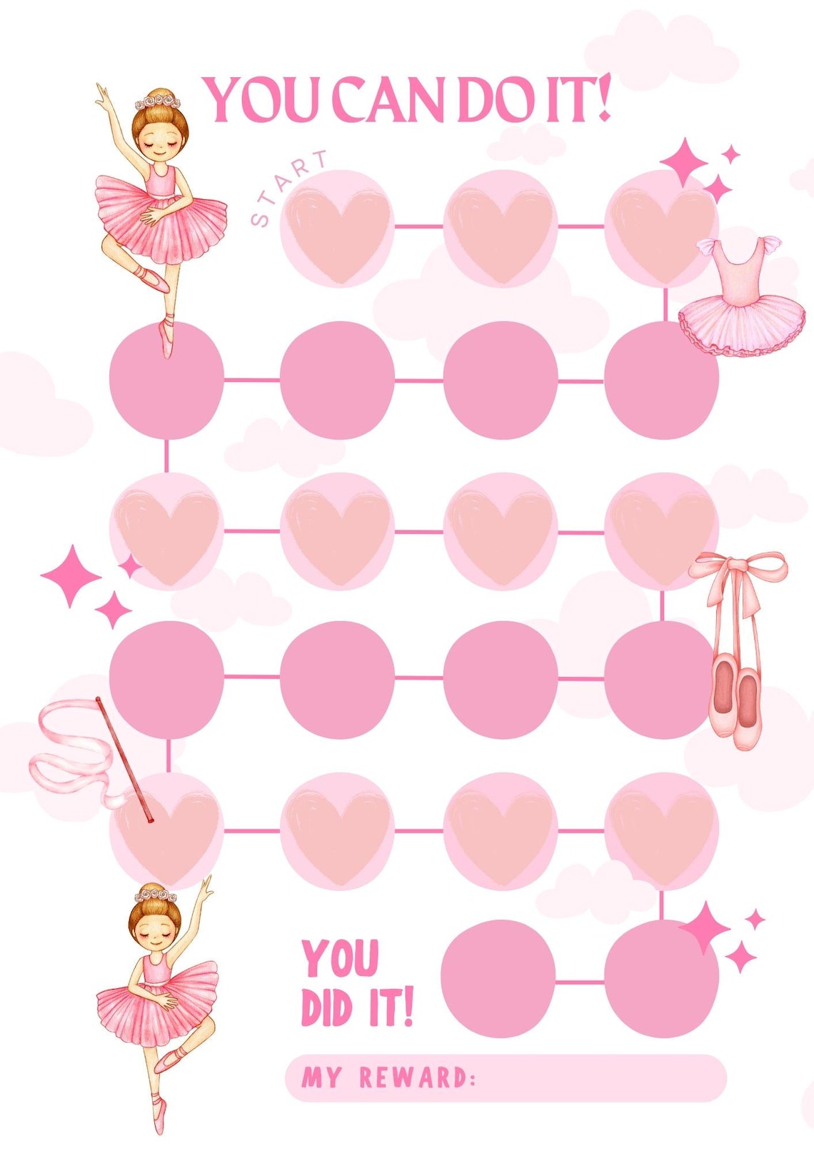 Ballerina Reward Chart. Children’s Little Ballet Dancer Pink Printable ...