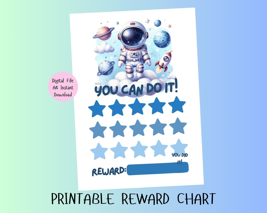 Space Reward Chart. Children Astronaut Spaceship Planets Printable ...