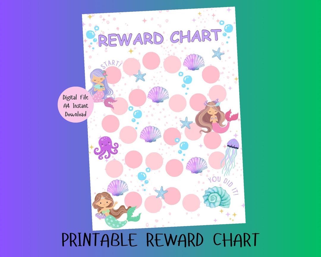 Mermaid Reward Chart. Children’s Mermaid Sea Printable Reward Chart ...