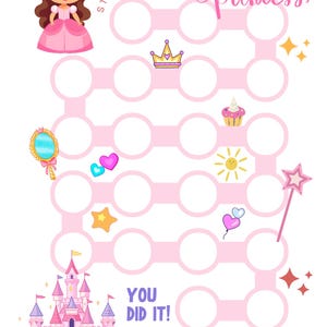 Princess Reward Chart. Kids Princess Castle Printable Reward Chart ...