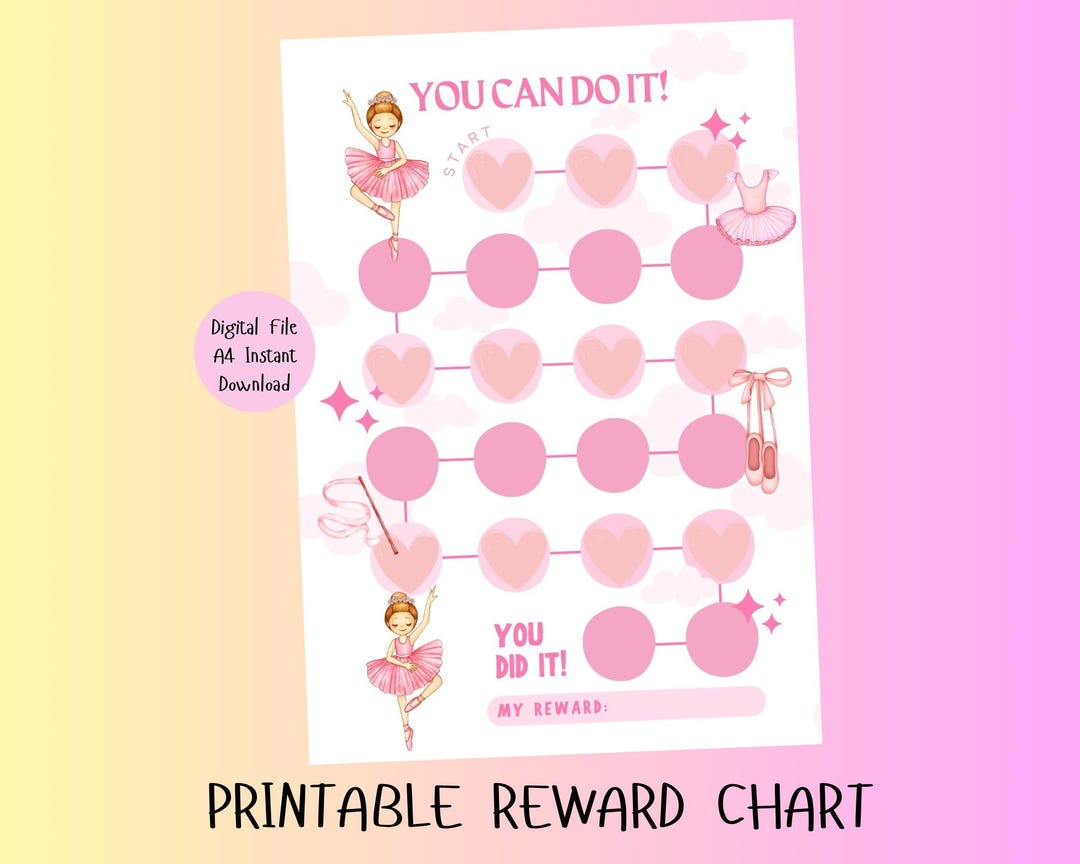 Ballerina Reward Chart. Children’s Little Ballet Dancer Pink Printable ...