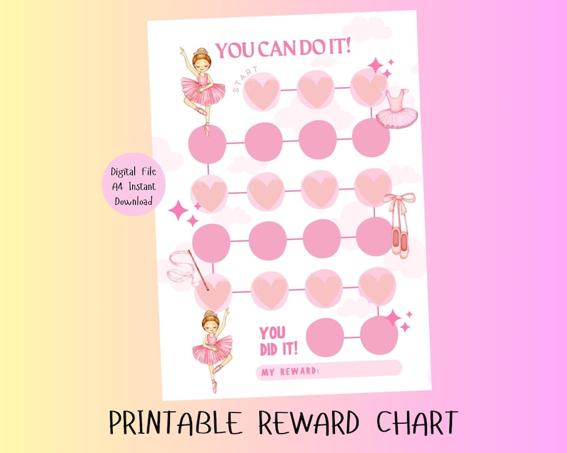 Ballerina Reward Chart. Children’s Little Ballet Dancer Pink Printable ...
