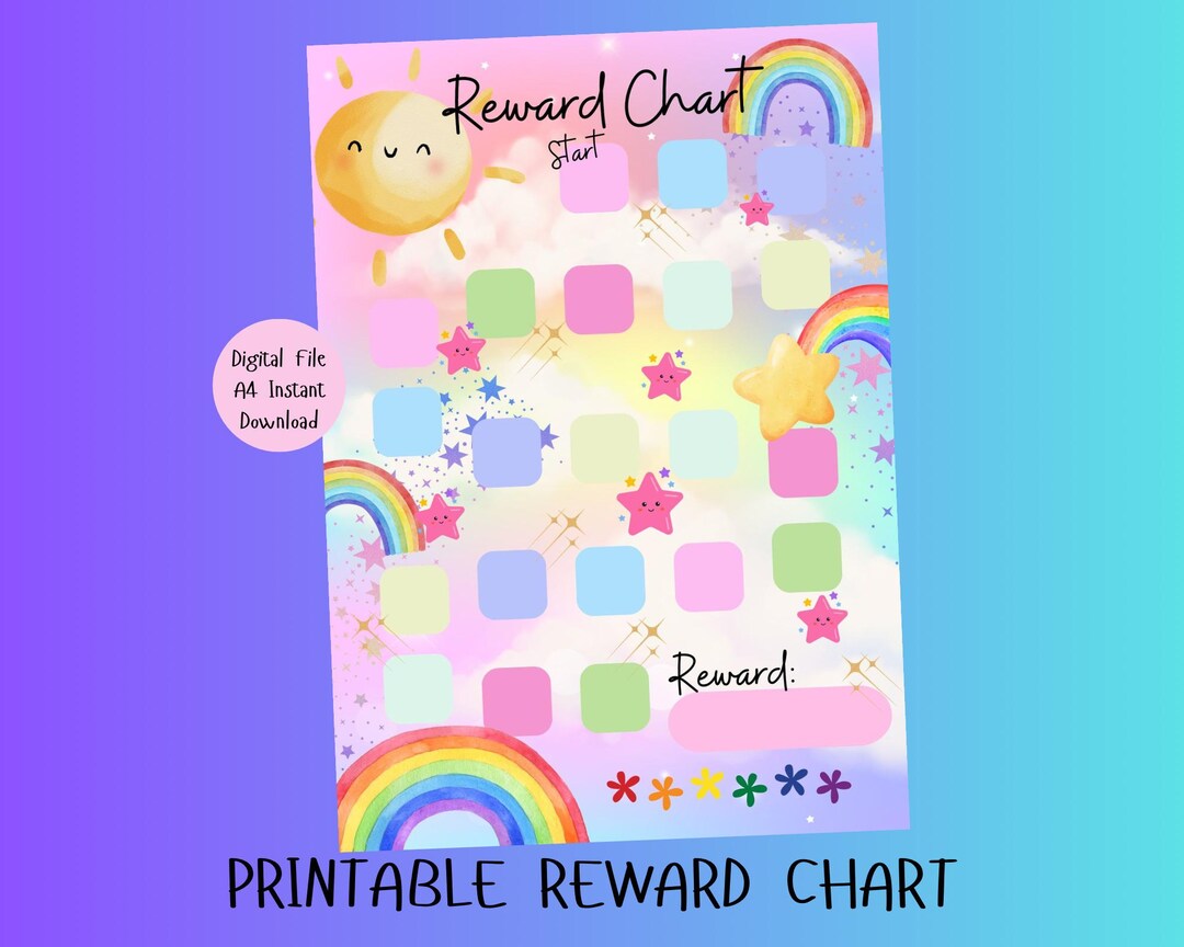 Rainbow Reward Chart. Childrens Rainbow Sunshine Printable Reward Chart ...