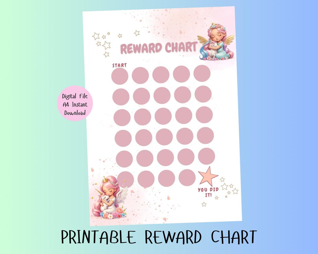 Unicorn Reward Chart. Childrens Little Girl & Unicorn Pink Printable ...