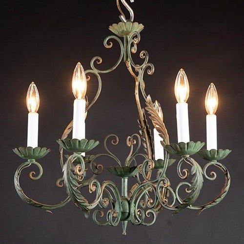 French Rustic Wrought Iron Chandelier Louis XV Style Mid - Etsy