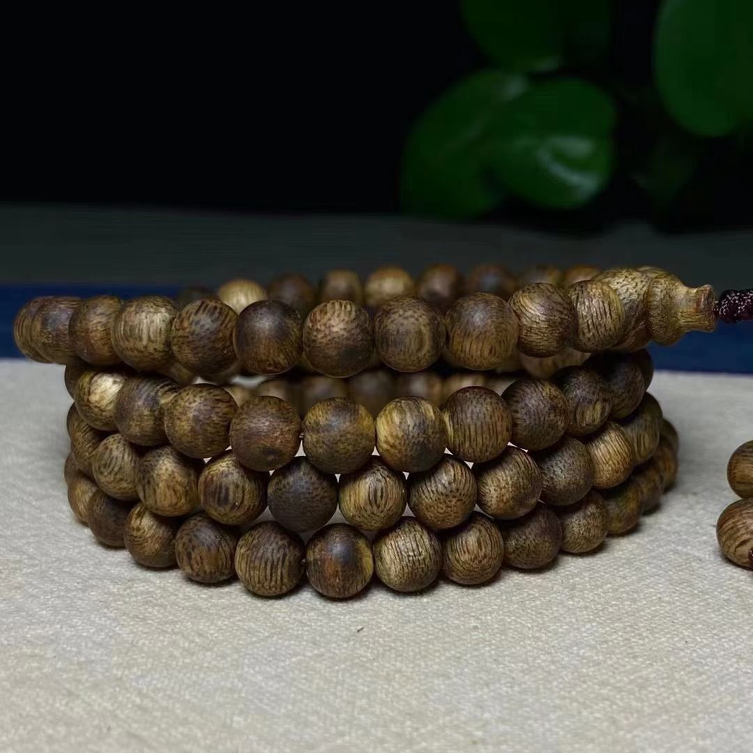 8mm Natural Agarwood 108 Mara Meditation Beads Tibetan Buddhist Rosary ...
