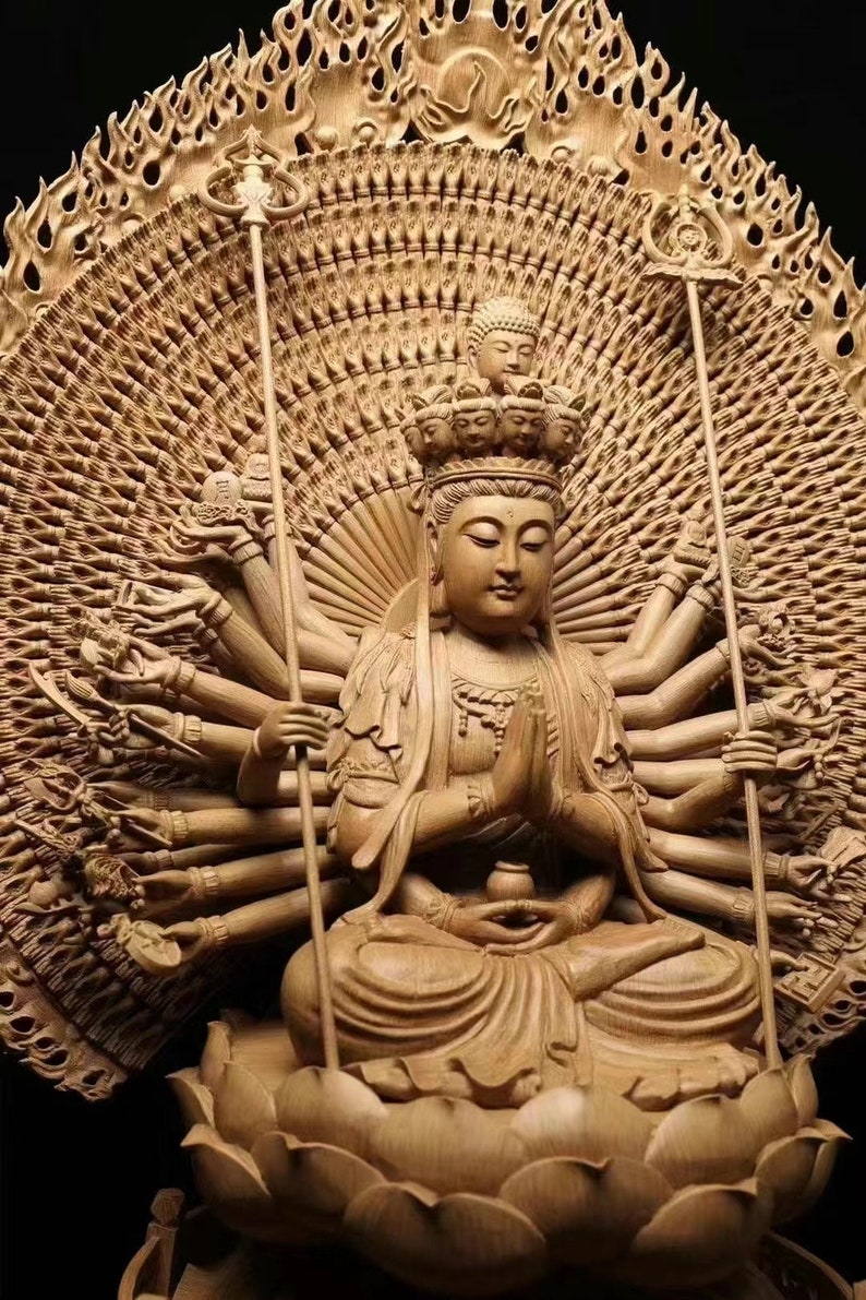 Natural Hainan Incense Wood Thousand Hands Guanyin Statue, Real Statue ...