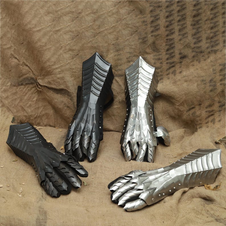 Medieval Steel Gauntlets: Knight Costume Hand Armor for LARP & Cosplay ...