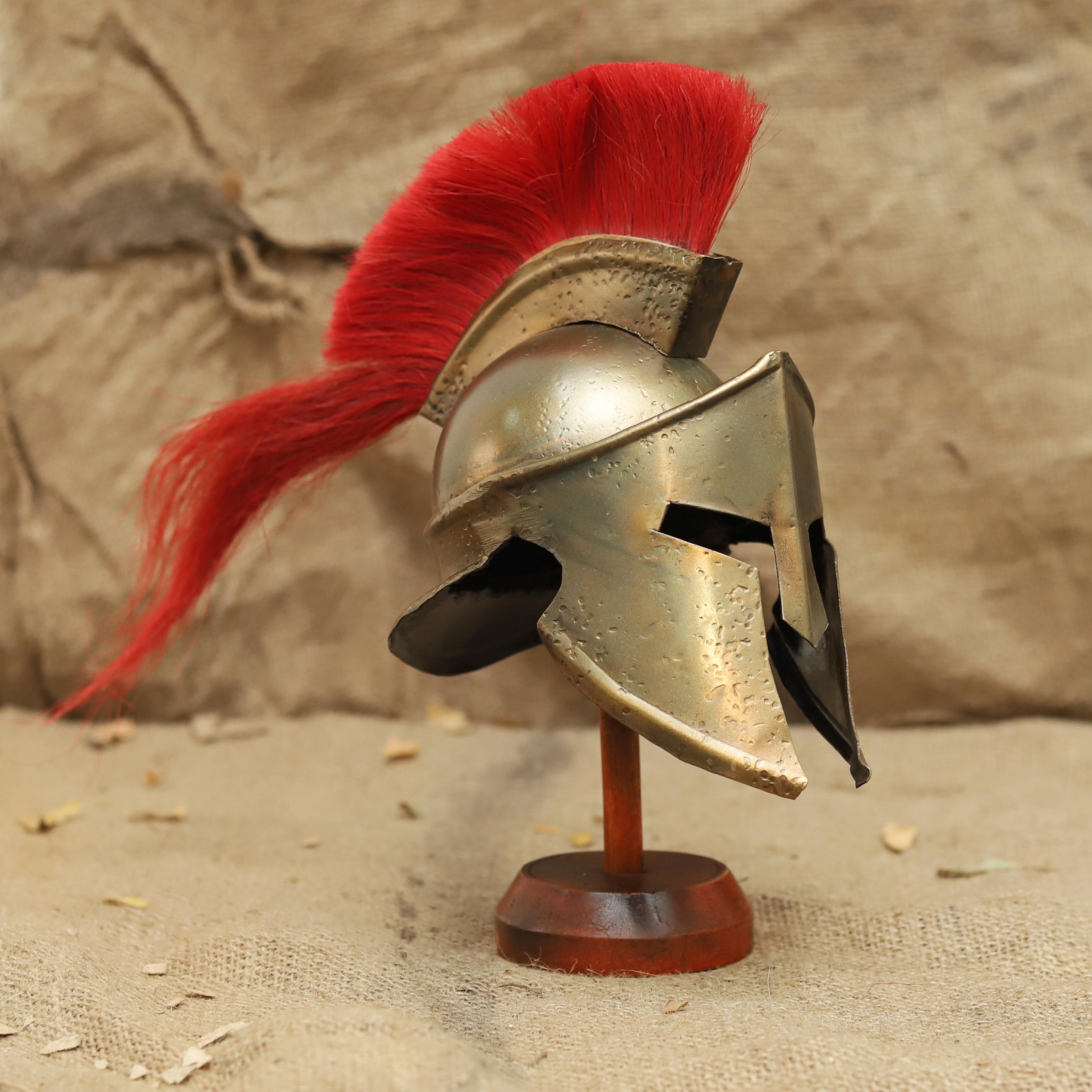 Mini Spartan Helmet Replica: Bronze Finish, Wooden Display Stand - Etsy