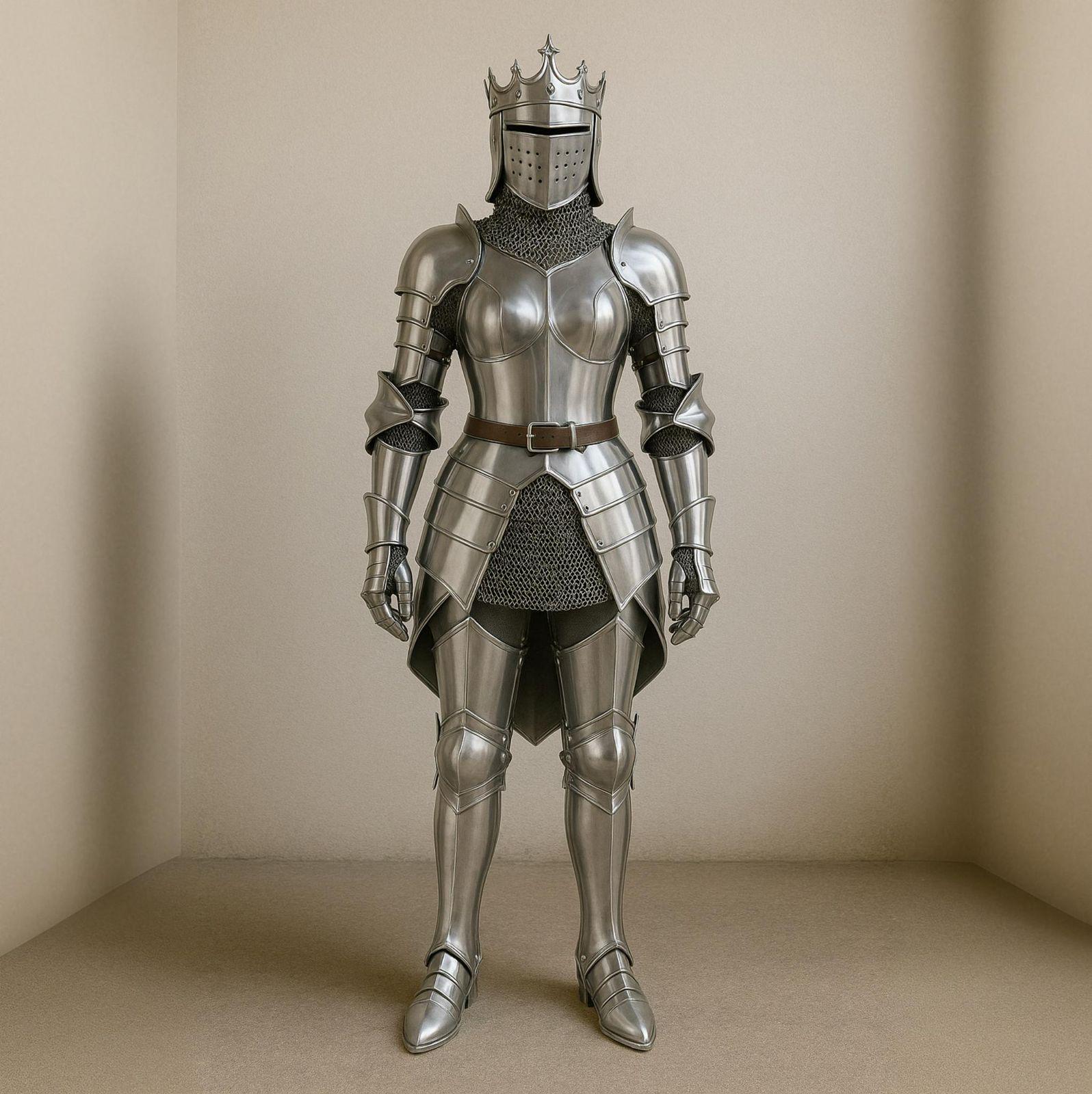 Knight Queen Armor Suit: Handmade 22 Gauge Steel Crown Helmet - LARP ...