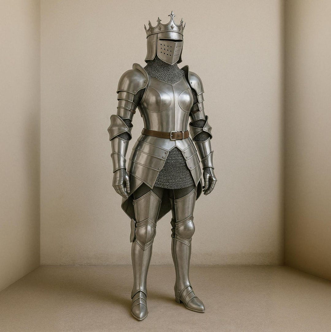 Knight Queen Armor Suit: Handmade 22 Gauge Steel Crown Helmet - LARP ...