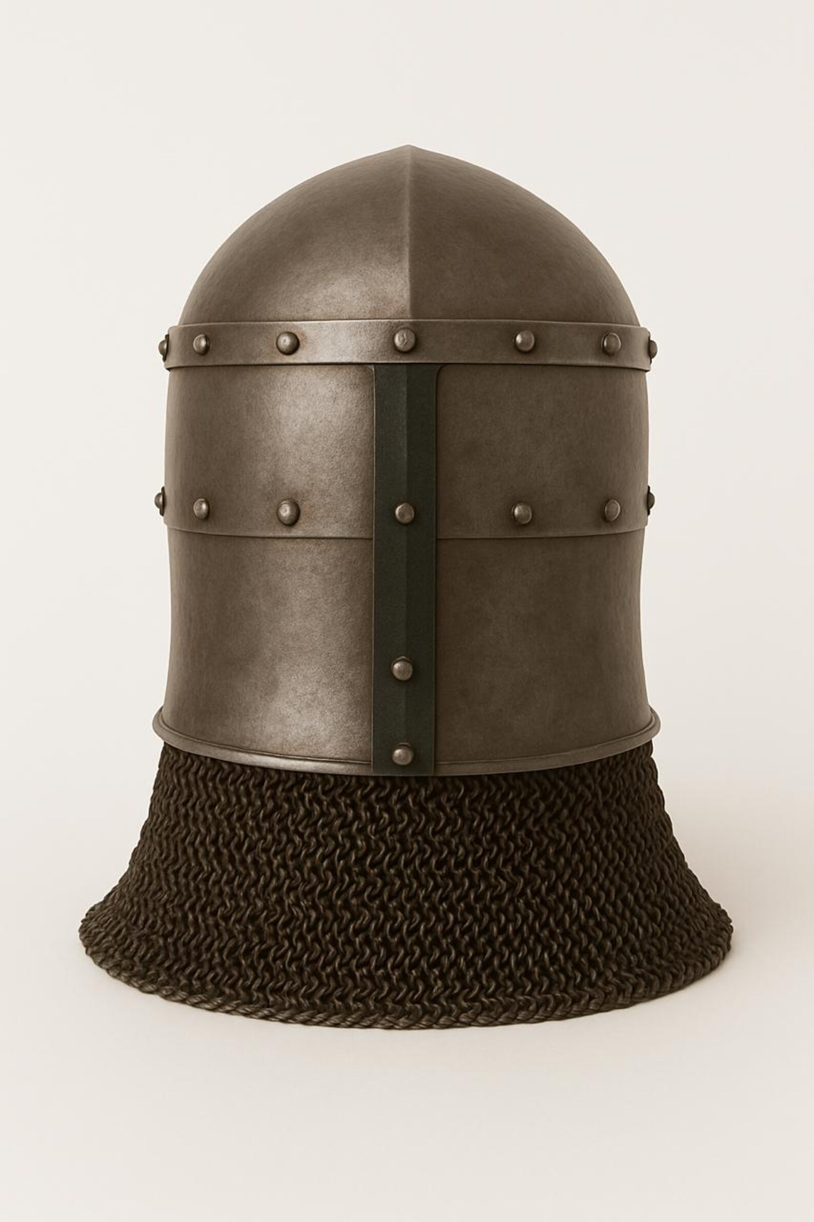 Medieval Crusader Helmet – Handmade Steel Great Helm With Chainmail ...