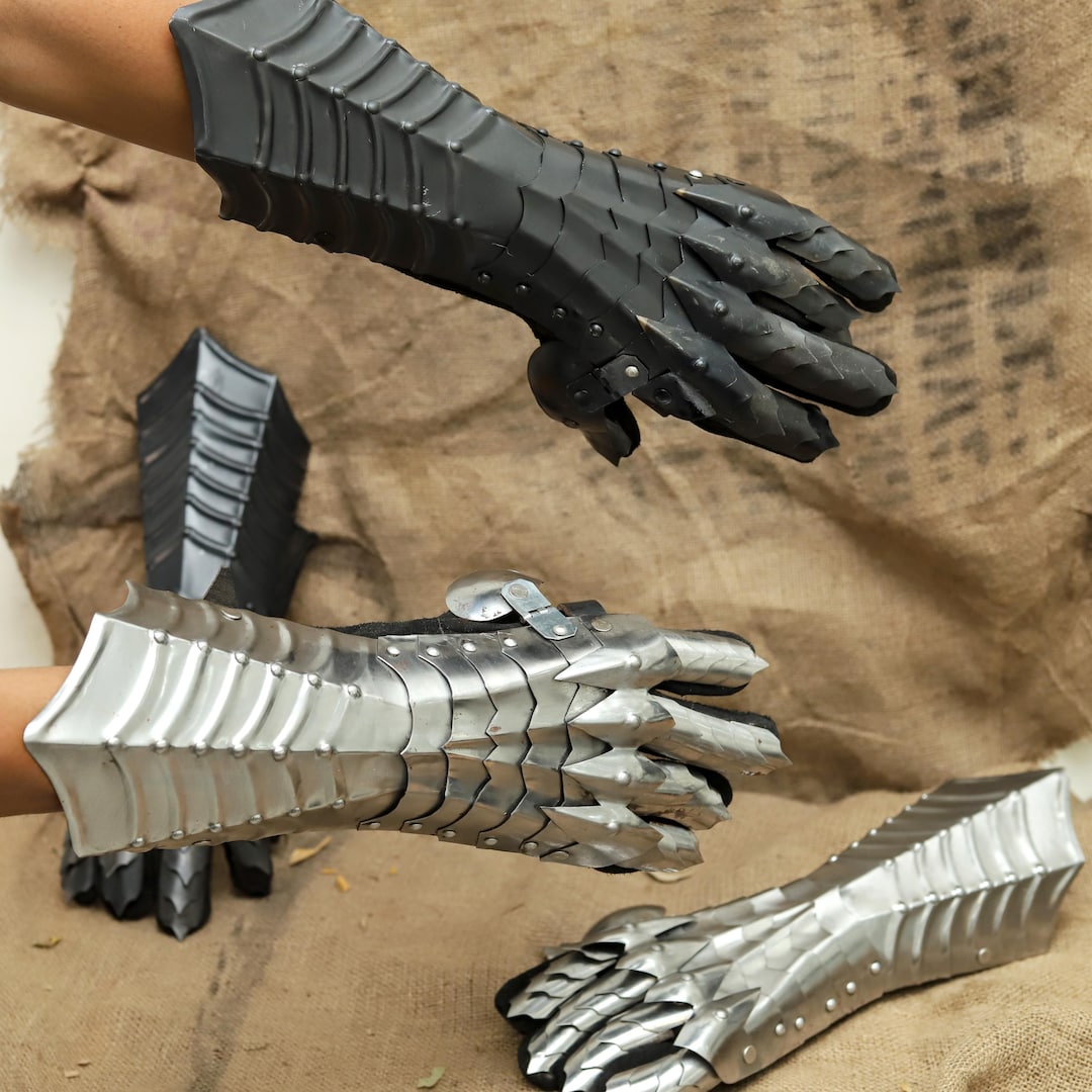 Medieval Steel Gauntlets: Knight Costume Hand Armor for LARP & Cosplay ...