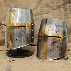Medieval Crusader Helmet With Brass Cross | Templar Knight Helmet ...