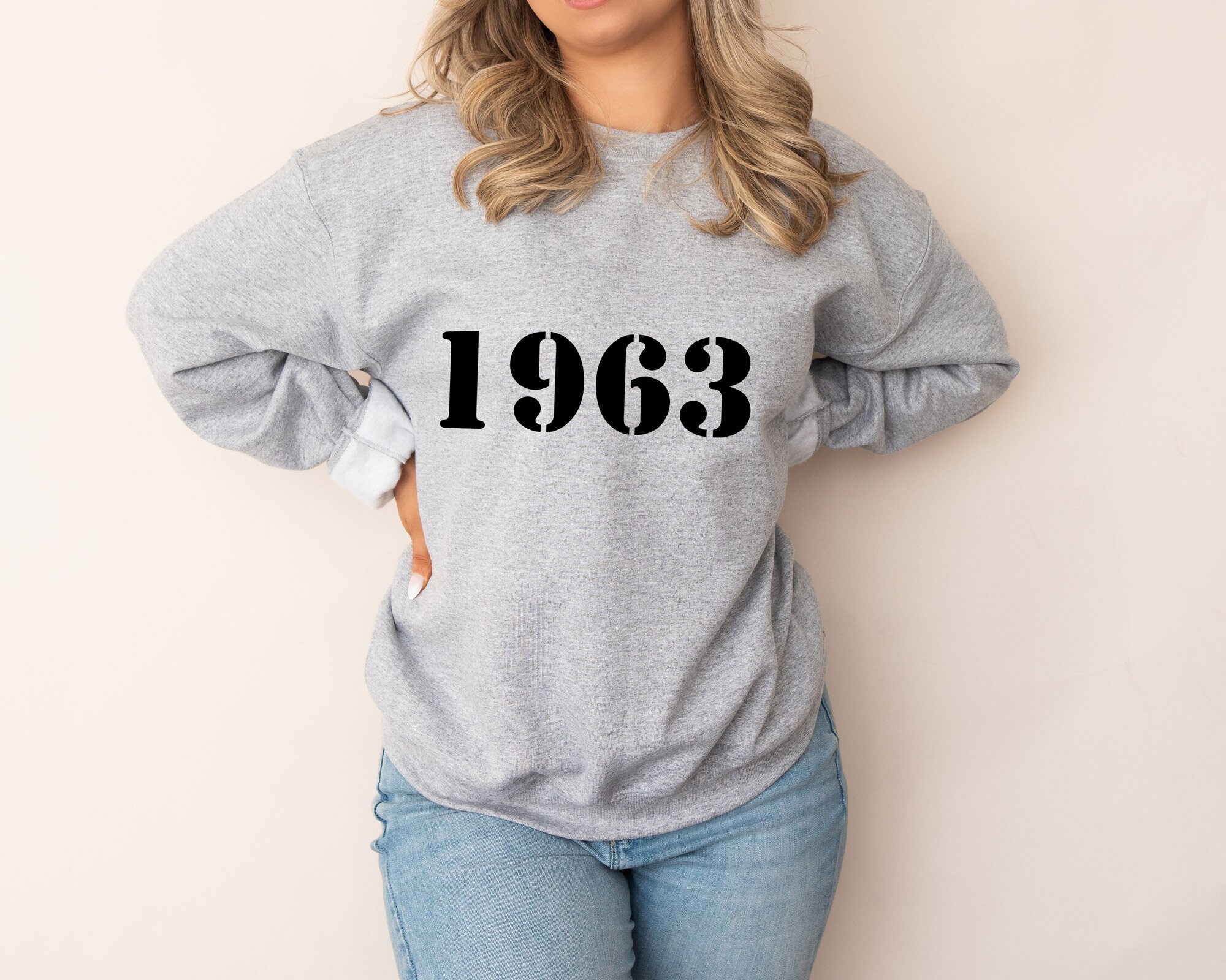 1963 Sweatshirt, Custom Font 1963 Sweatshirt, Happy 60th Birthday ...