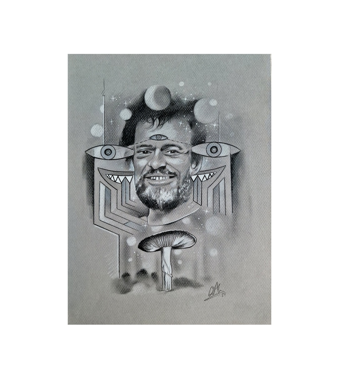 ORIGINAL ARTWORK, Terence Mckenna, Psychedelic Portrait, Geometric ...