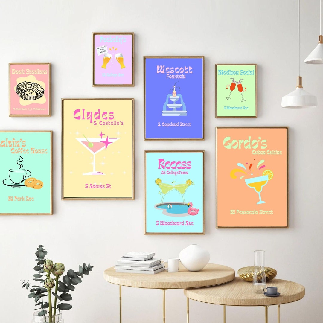 FSU Wall Art Prints, 8 Trendy Florida State University Posters, FSU Bar ...