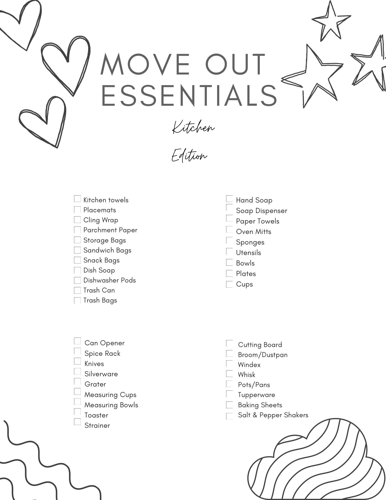 Move Out Essentials Kitchen Edition - Etsy