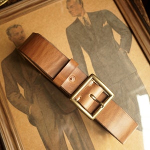 Horween Belt Pure Copper Shell Buckle American Retro Belt, Ranch Belt ...