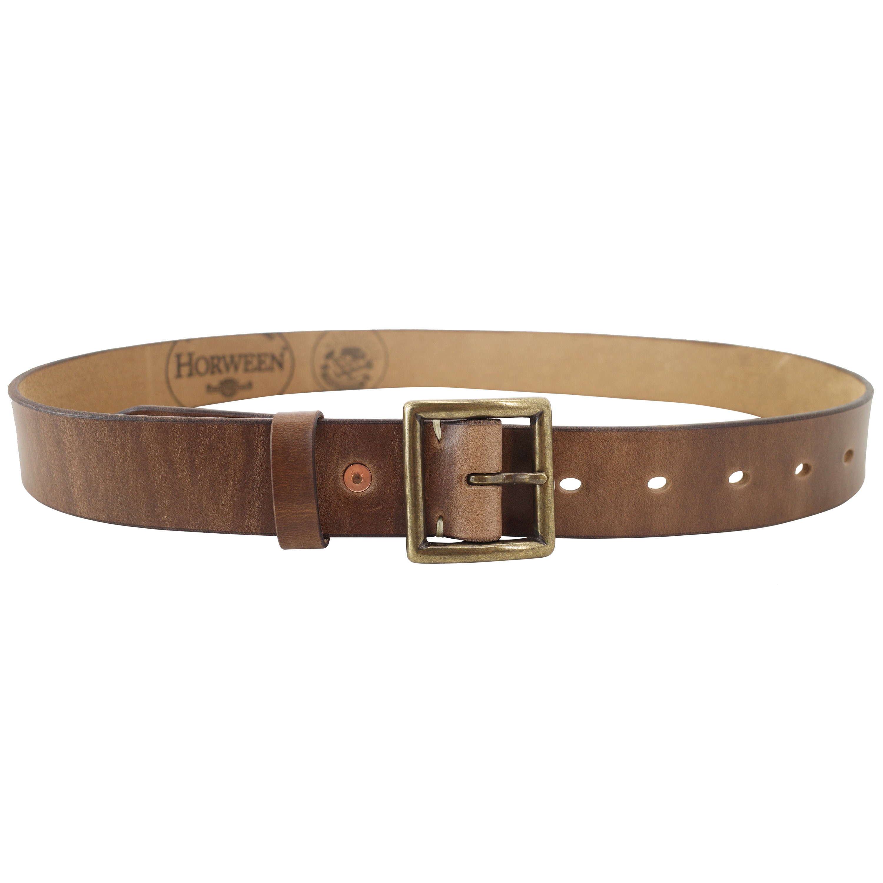 Horween Belt Pure Copper Shell Buckle American Retro Belt, Ranch Belt ...