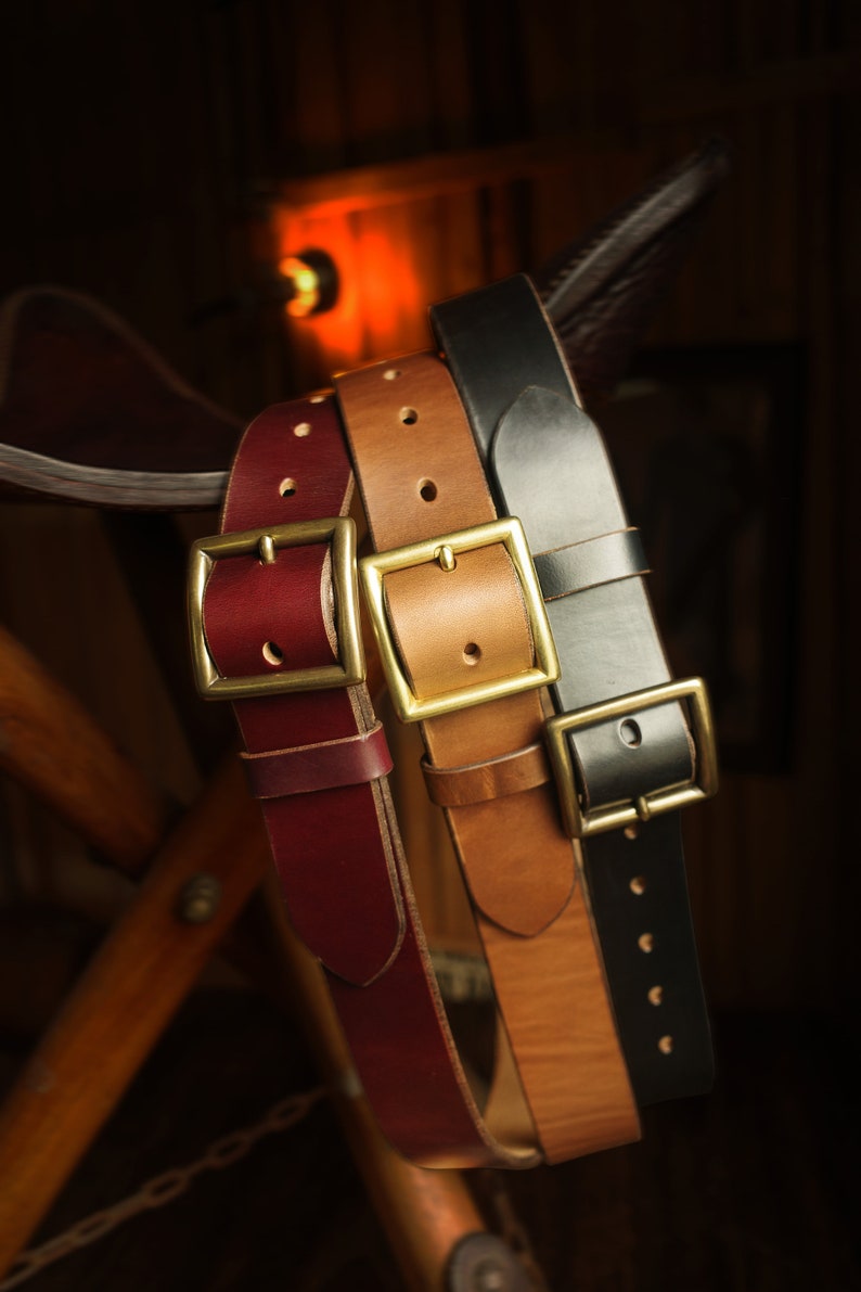 Horween Belt Pure Copper Shell Buckle American Retro Belt, Ranch Belt ...