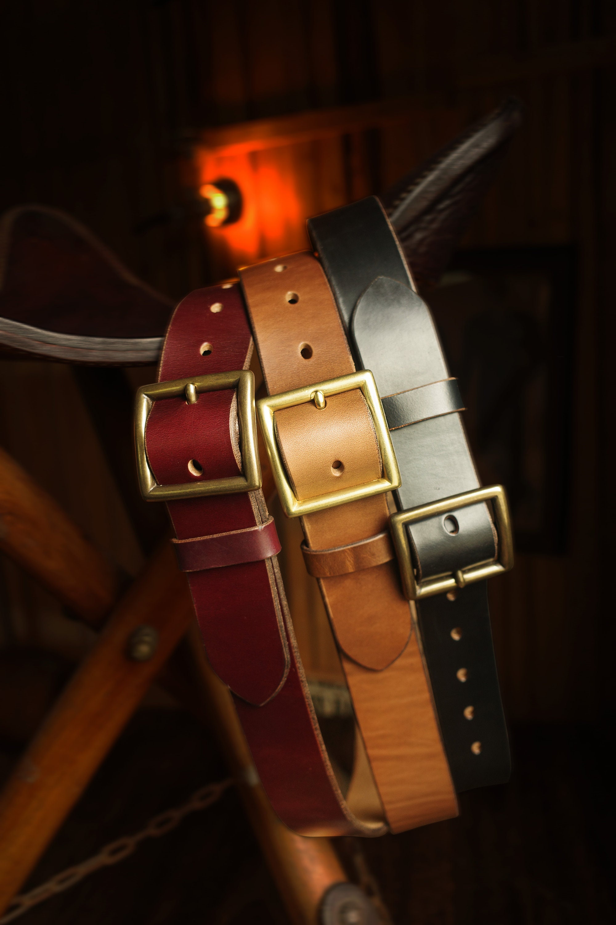 Horween Belt Pure Copper Shell Buckle American Retro Belt, Ranch Belt ...