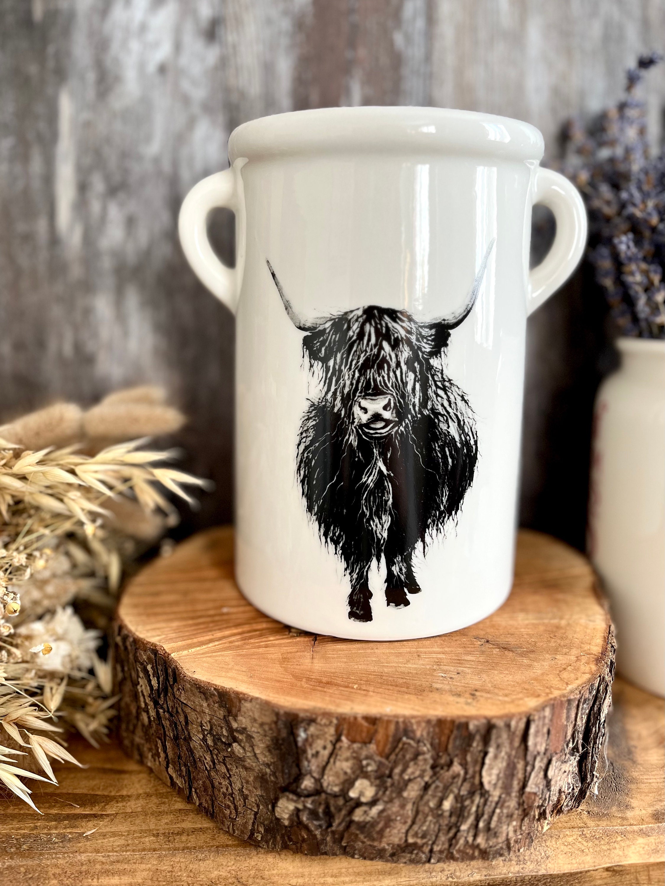 Highland Cow Ceramic Handle Vase - Etsy