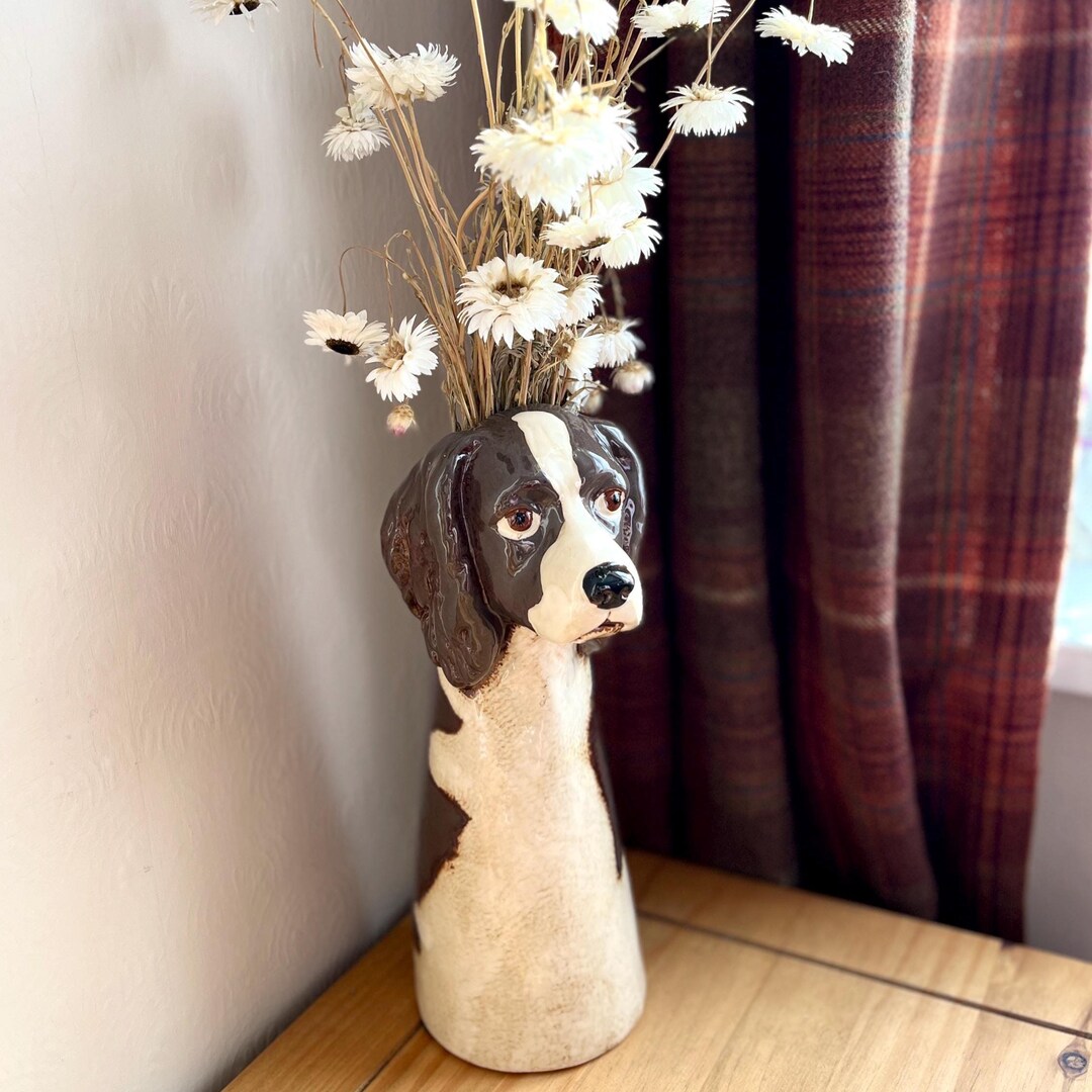 Springer Spaniel Decor, Ceramic Dog Vase, Gift for Dog Lovers, Tall ...