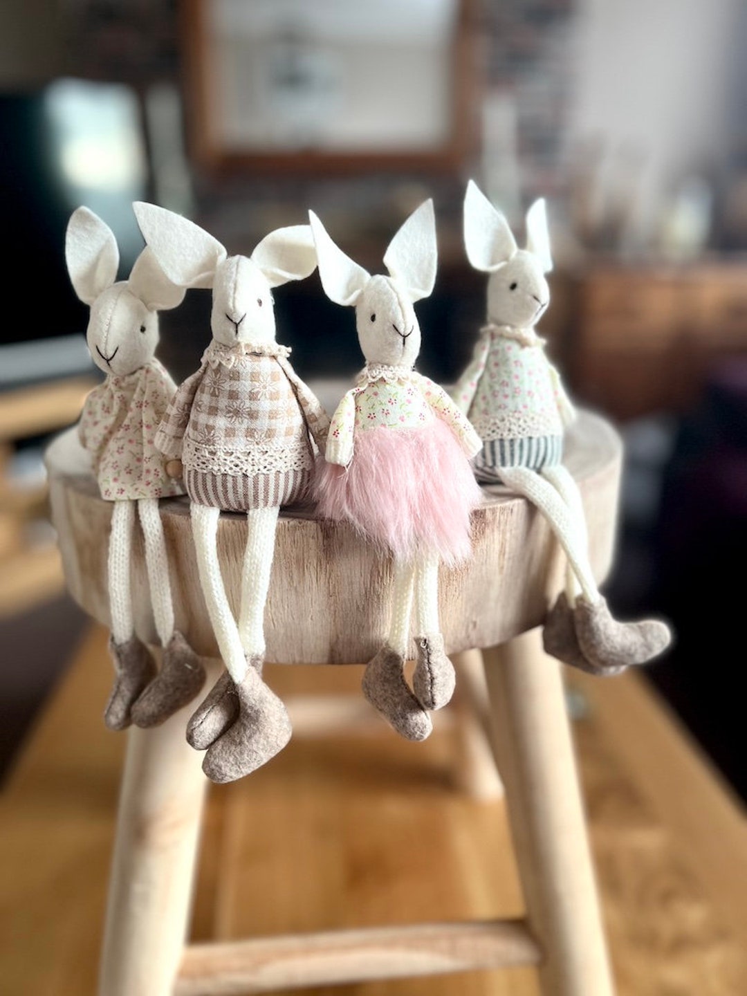 Sitting Easter Bunny Dangly Legs Felt Ornament - Etsy