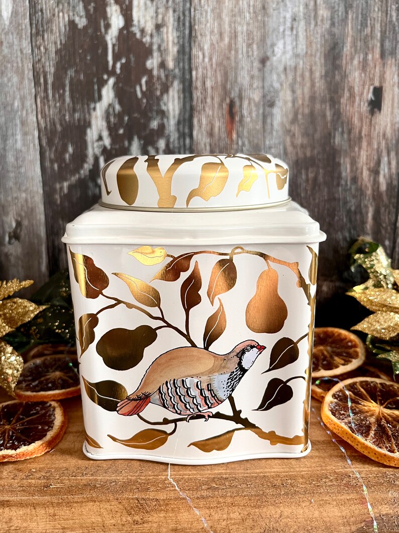Partridge Gold Tea Caddy - Etsy New Zealand