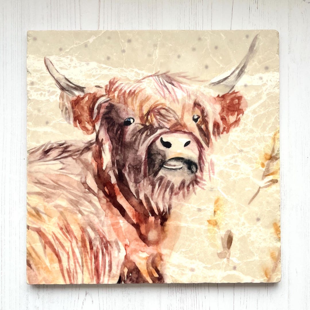Highland Cow Trivet, Large Marble Worktop Saver, Country Style Kitchen ...
